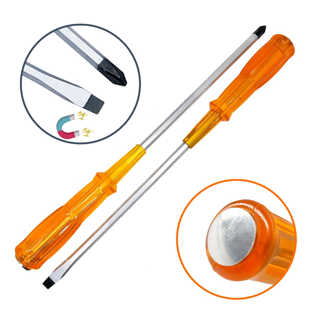 Jogo Chave Philips e Fenda Extra Longa Uso Profissional Aço Cromo ...