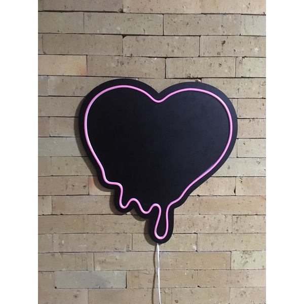 Coração de Mdf preto e led neon rosa par decorar a sua casa | Shopee Brasil