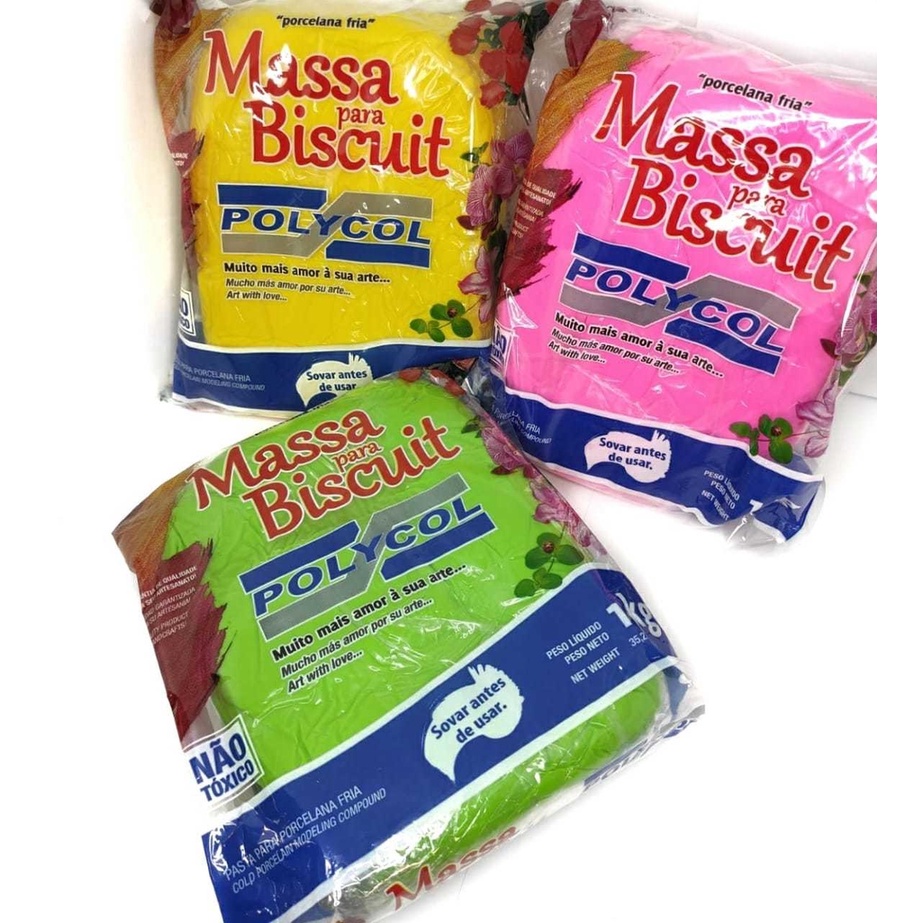 Massa de Biscuit Colorida Polycol 1 KG | Shopee Brasil