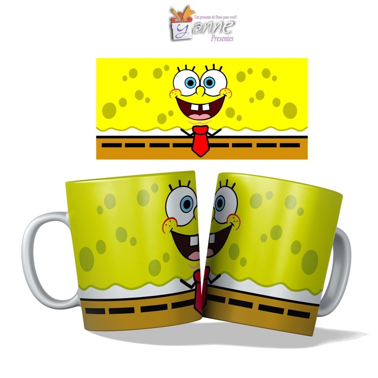 Caneca Bob Esponja Personalizada Sublimação Polímero - 350ml | Shopee ...