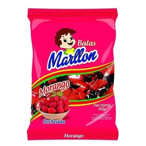 10 BALA DE MORANGO RECHEADA COM POLPA NATURAL DE MORANGO | Shopee Brasil