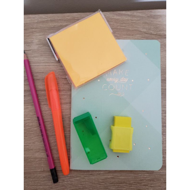 kit papelaria básico 6 itens prático barato material escolar escritório ...