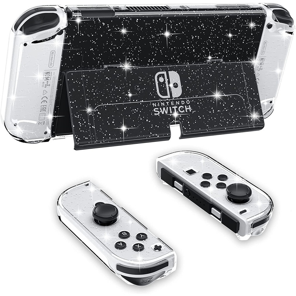 Interruptor Nintendo Oled Dockable Clear Capa Protetora De Tela De Vidro Temperado 12 Garras De Polegar Para NS Switch