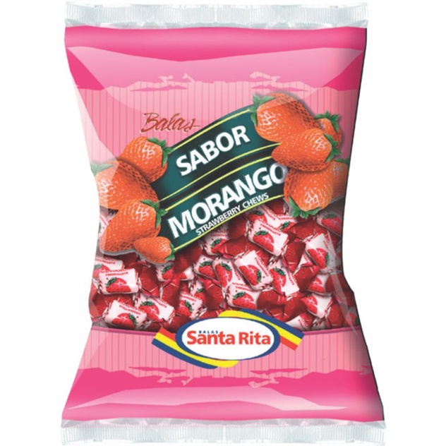 Bala Morango Mastigável 600g Santa Rita | Shopee Brasil