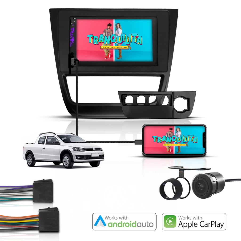 Kit Central Multimidia Universal 2 Din Mp5 Android Carplay Volkswagen Saveiro G5 | Shopee Brasil