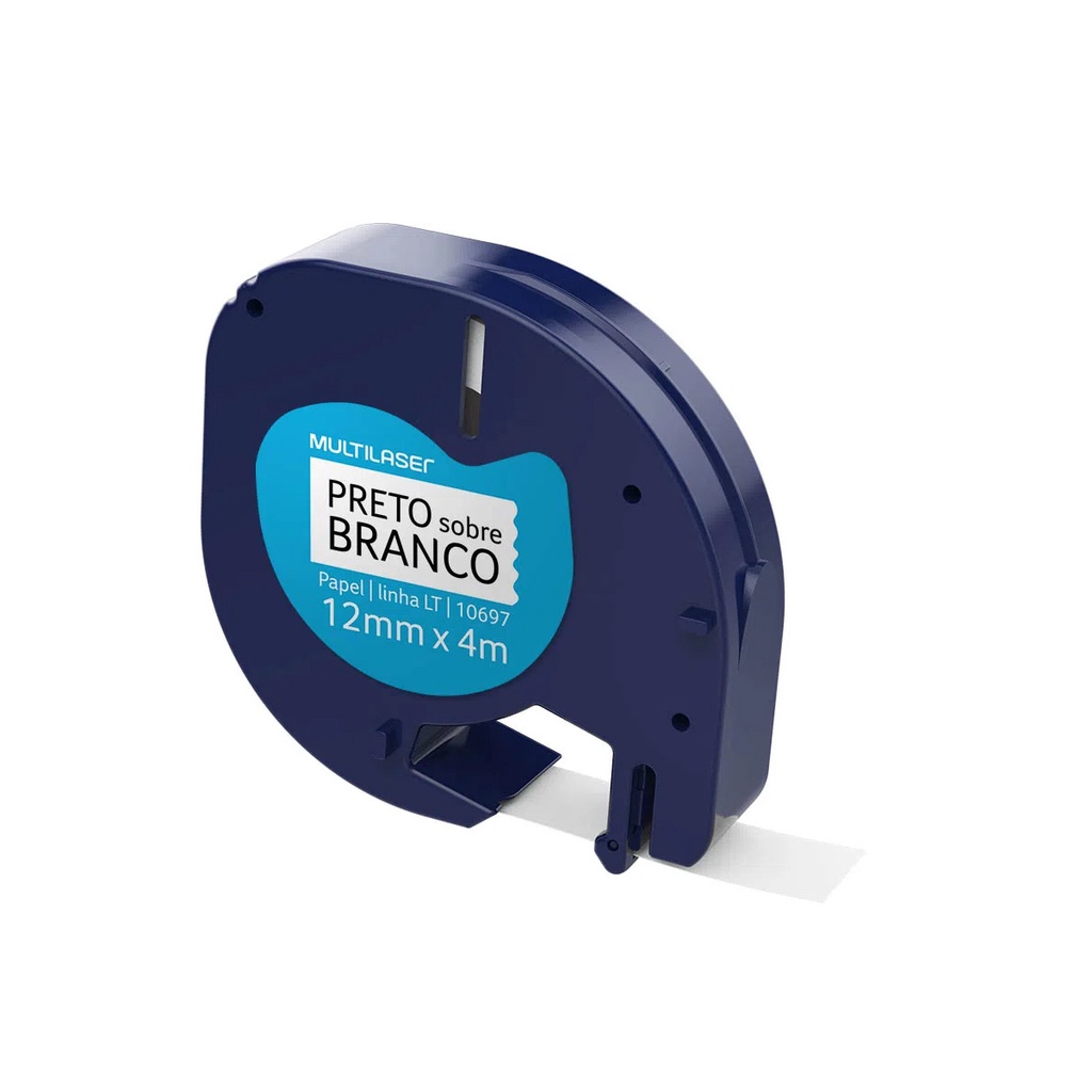 Fita para Rotulador Dymo Letratag 10697 Preto sobre Branco Papel 12mm - RF026 | Shopee Brasil