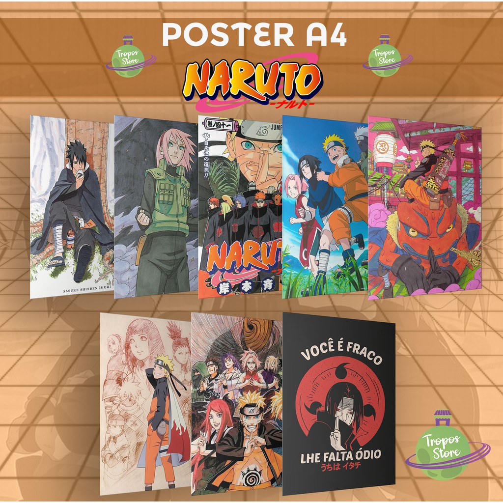 Poster A4 Naruto Uzumaki - Sasuke uchiha - Sakura Haruno | Shopee Brasil