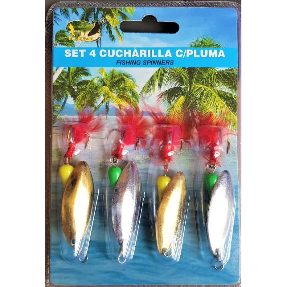BLISTER COM 4 ISCAS TIPO COLHER COM PLUMA NA GARATEIA EXCELENTE ISCA ...