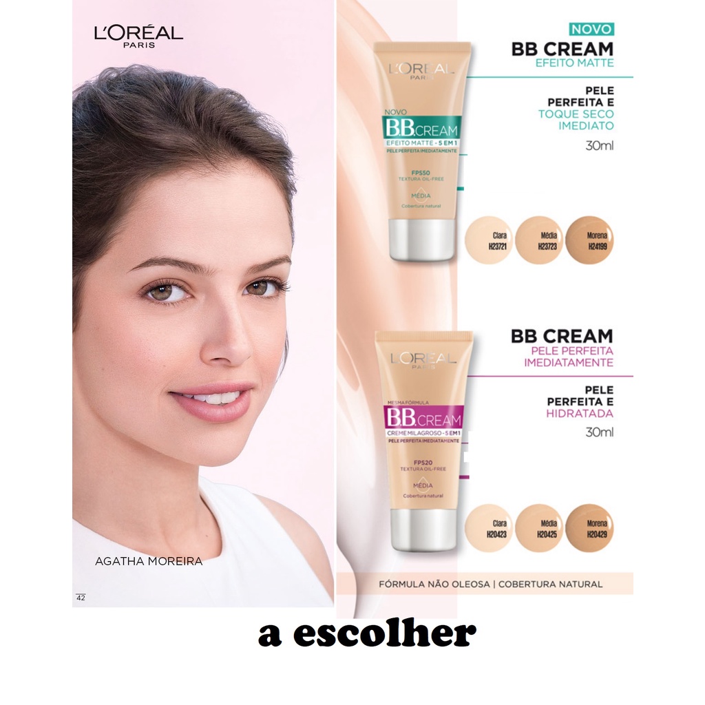 BB Cream Loreal Efeito Matte 5 em 1 FPS50 OU Creme Milagroso FPS20 | L'Oréal Paris | Shopee Brasil