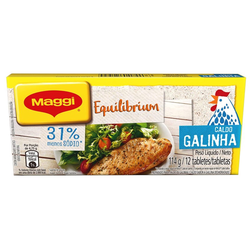 Kit com 4 Caldo de Galinha Tablete Maggi Equilibrium 114g | Shopee Brasil