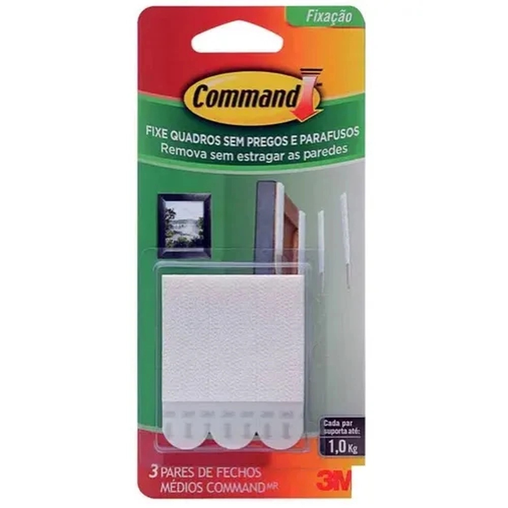 Fecho Command médio C/3 Pares Suporta Até 1kg scotch 3m | Shopee Brasil