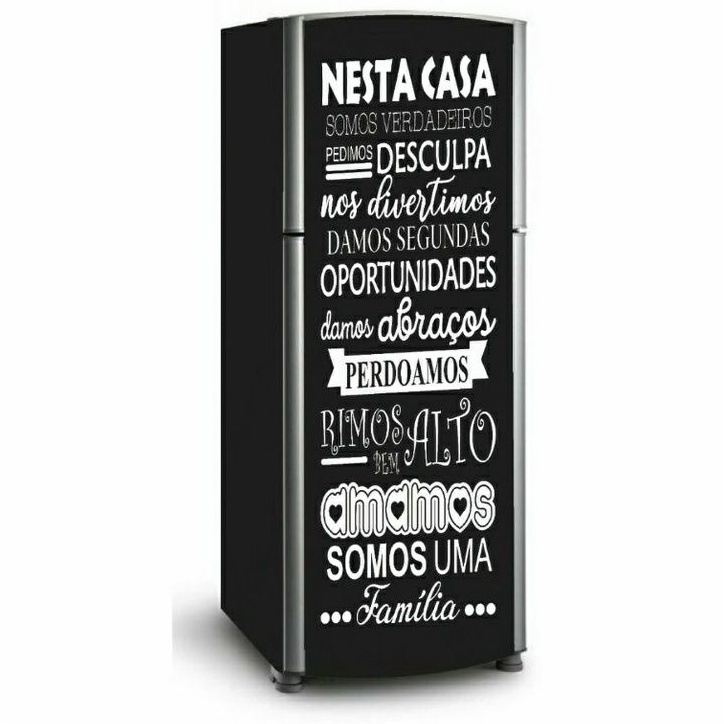 Adesivo plotagem de freezer e geladeira frases casa família rimos ...
