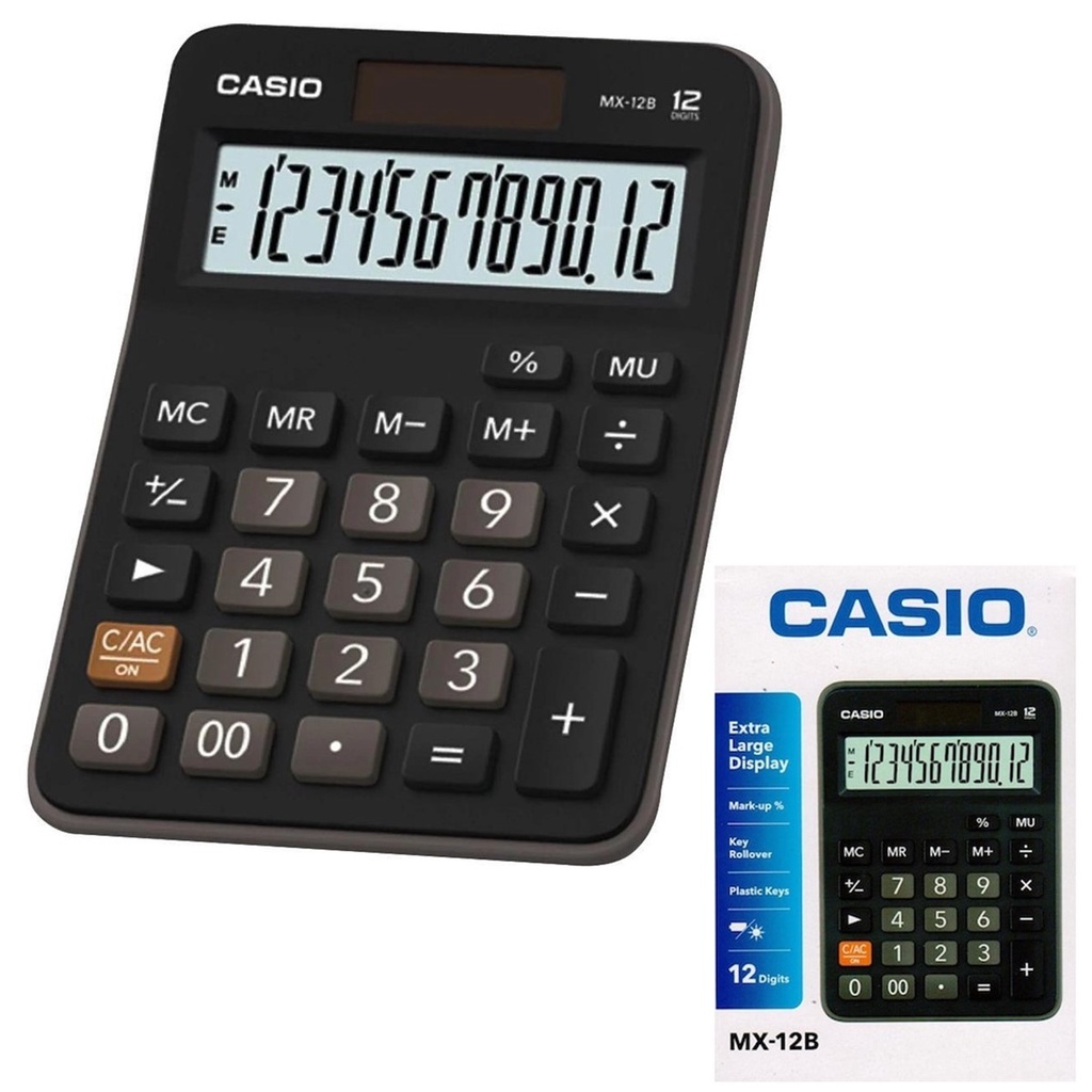 Calculadora de Mesa Casio 12 Dig Preta MX12B Ideal para Escritórios ...