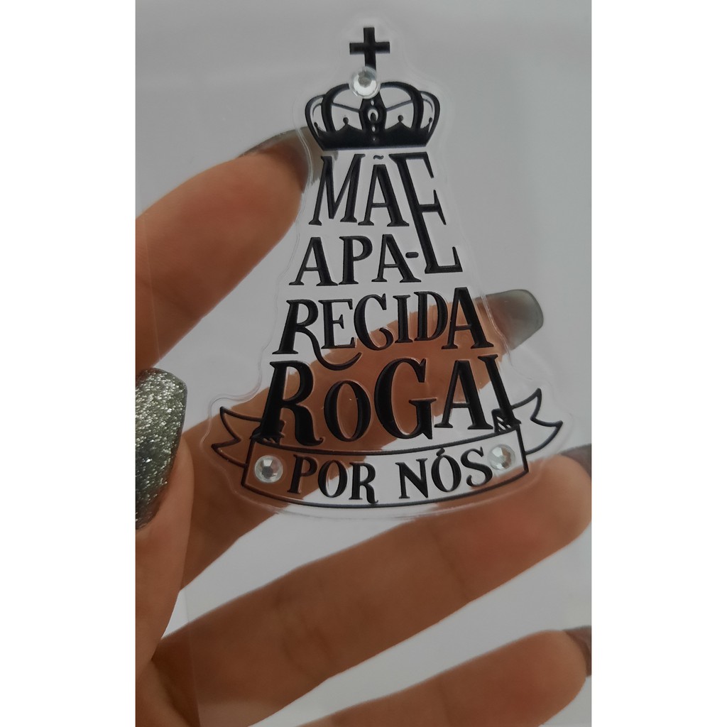 Adesivo para Carro Mãe Aparecida Preto 6 x 13 cm | Shopee Brasil