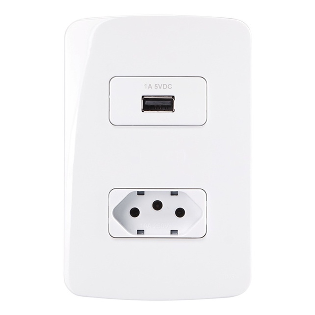 Linha B3 Conj 4?2 Tomada Usb 1a + Tomada 2p+t 10a 250v | Shopee Brasil