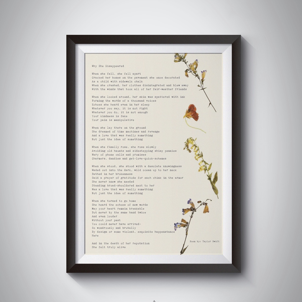 Quadro poema Why She Disappeared - Taylor Swift | Shopee Brasil Quadro poema Why She Disappeared - Taylor Swift | Shopee Brasil