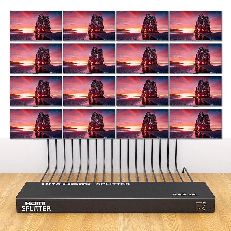Distribuidor De Vídeo 4K 1x16 HDMI Splitter 1 Em 16 Saídas 1x8 1x10 ...