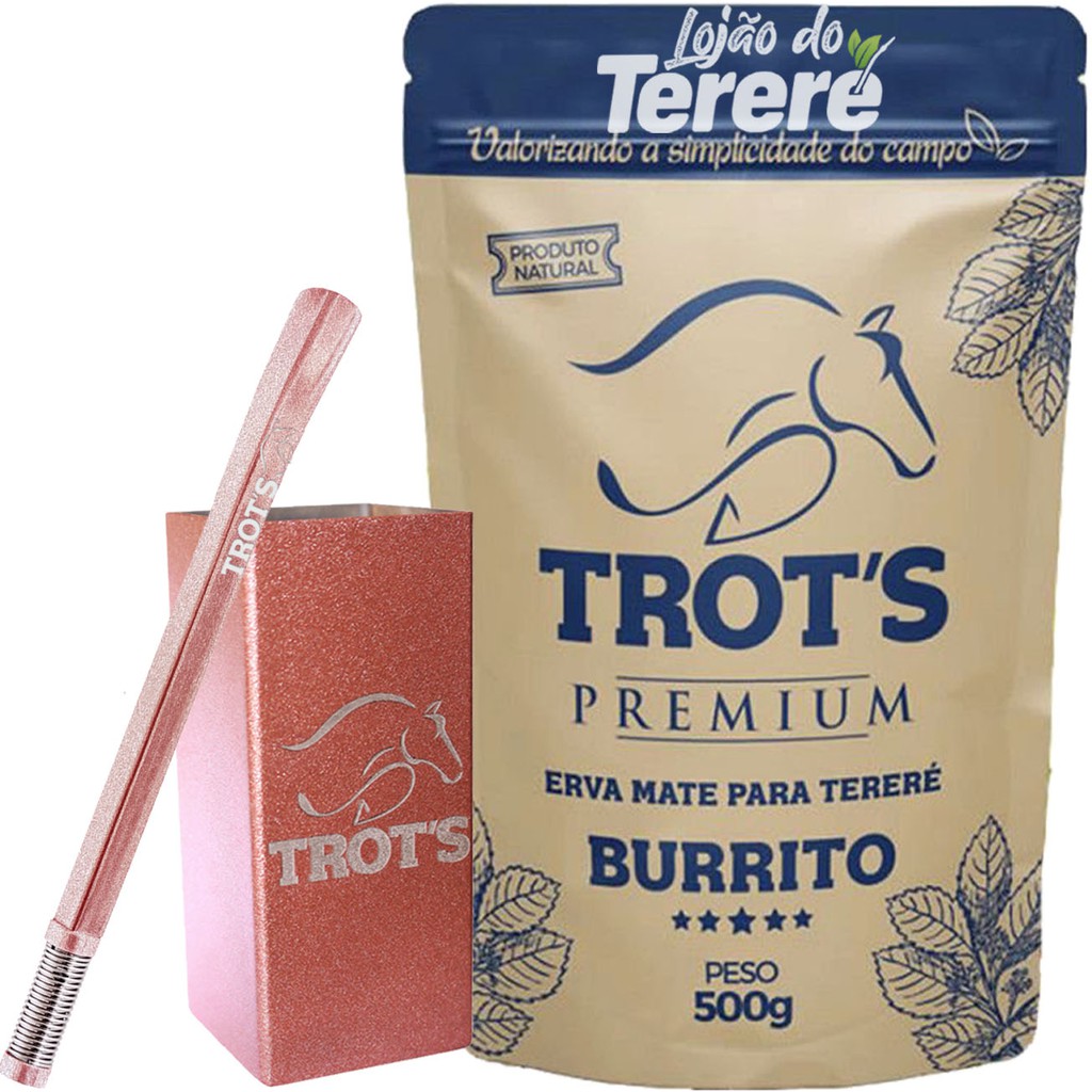 KIT TROTS ERVA TERERE 500G + COPO DE INOX QUADRADO + BOMBA DE INOX ...
