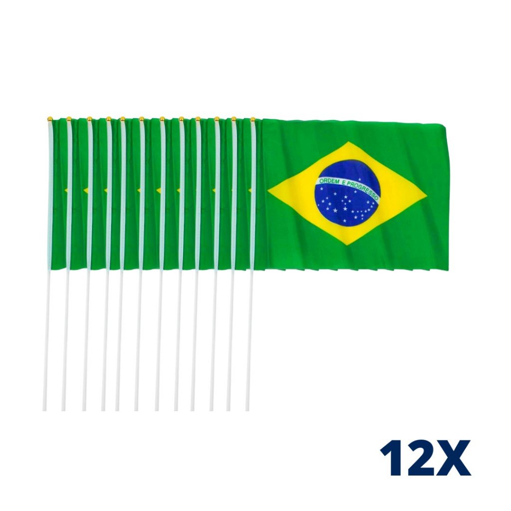 12UNS Kits Mini bandeiras de mão Bandeira Brasil Pacote | Shopee Brasil