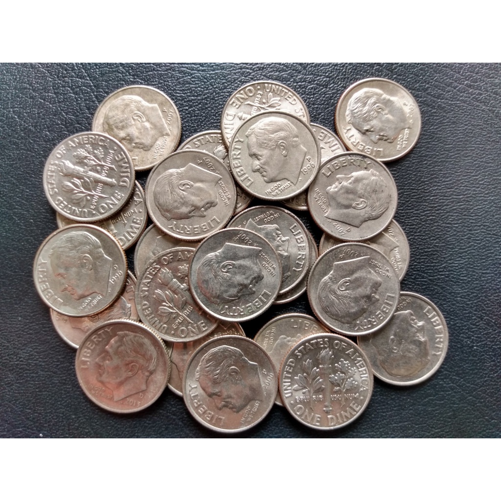 Moedas do EUA, One Dime, de 1991-2022, circuladas mas em bom estado de ...