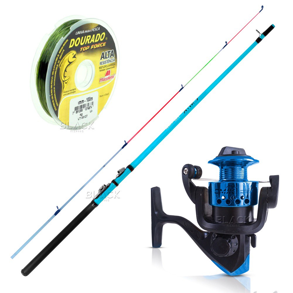 Kit Pesca Vara e Molinete 1 Vara Piapara 1,50M 1 Molinete Com Linha (REF80) | Shopee Brasil