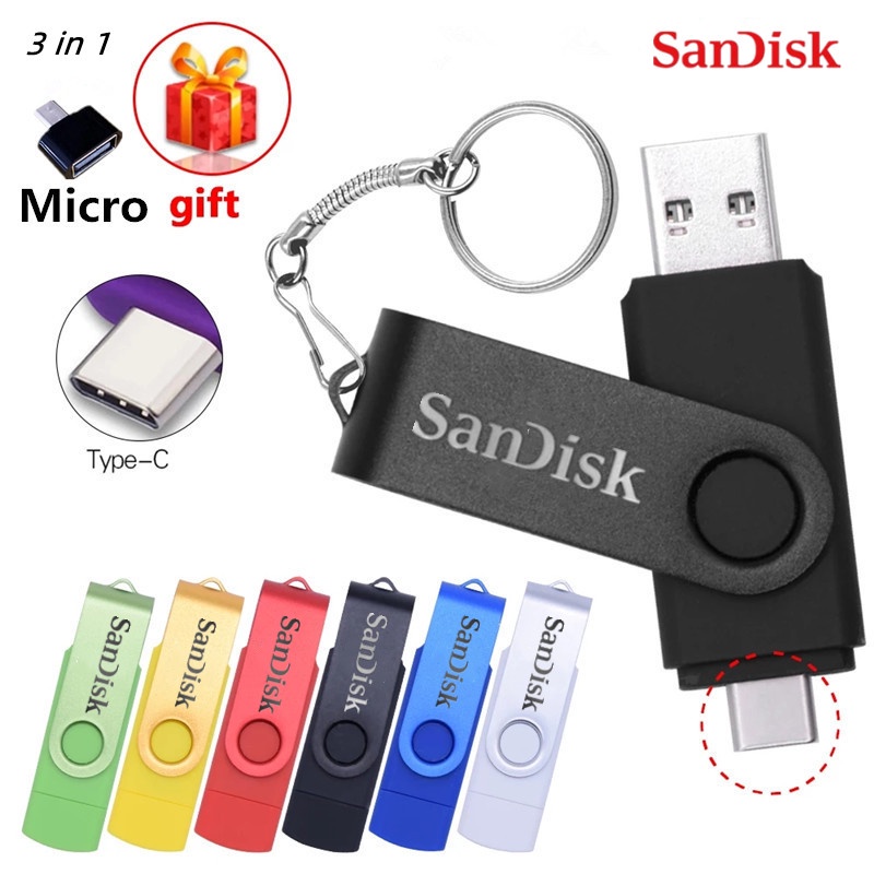 flash drive usb 3 Em 1 Tipo-C Porta Micro otg De Alta Velocidade ...