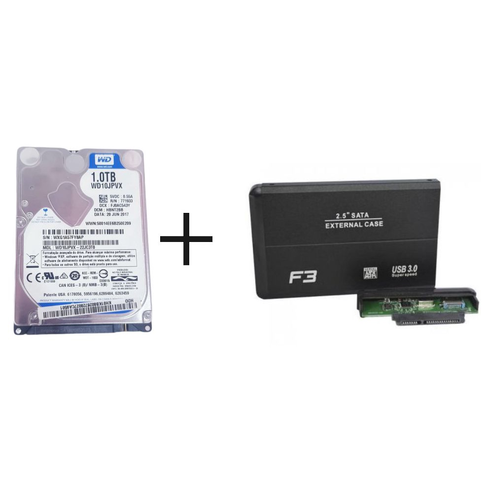 CASE F3 CS-U3 + HD NOTEBOOK 1TB WESTERN DIGITAL WD10SPZX-75Z10T1 - 1000GB | Shopee Brasil