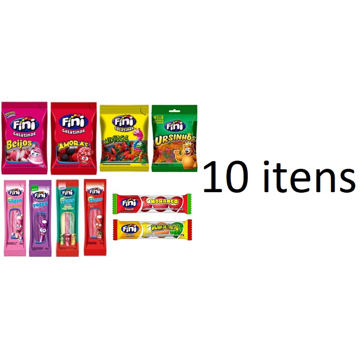 Balas fini Kit com 10 Unidades (Sabores variados) 15g | Shopee Brasil