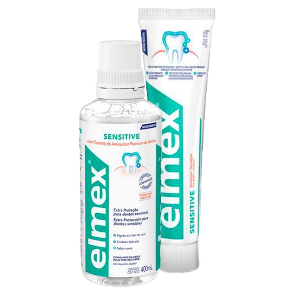 Kit Elmex Sensitive Enxaguante Bucal 400ml + Creme Dental 110g | Shopee Brasil
