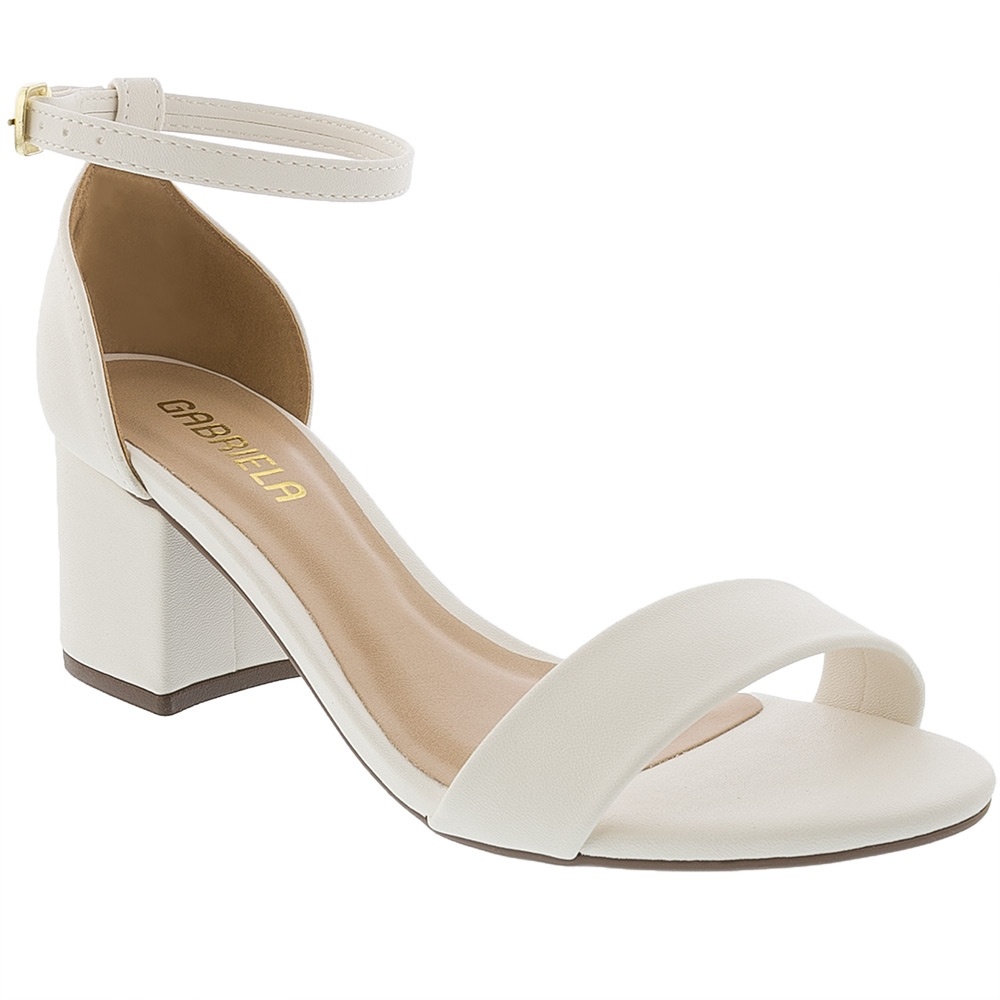 Sandália Gabriela Salto Bloco Tira Off White | Shopee Brasil