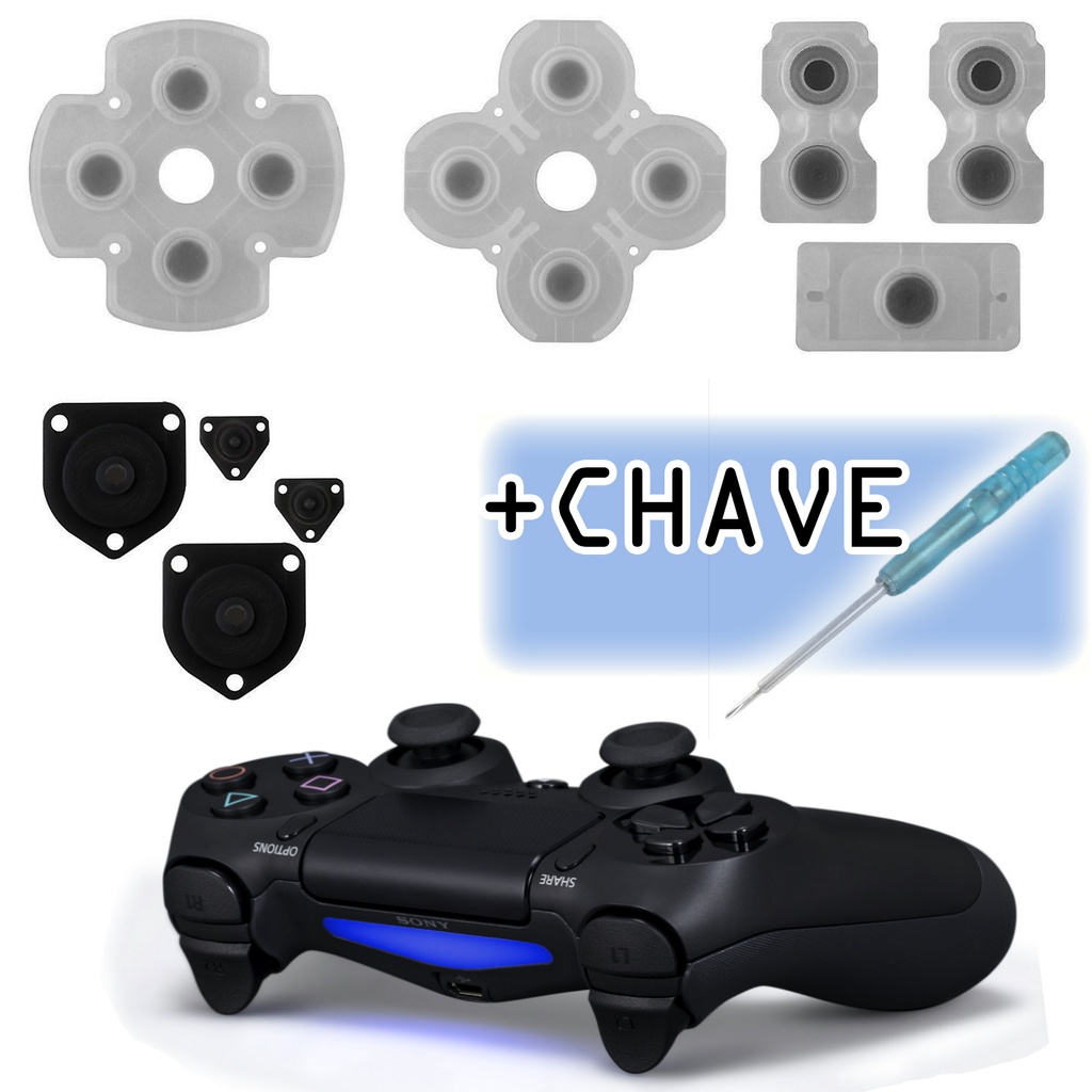 Kit Completo Borrachas Condutivas + Chave Reparo Controle PS4 Dualshock ...