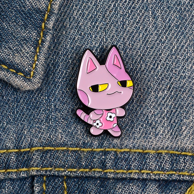 Rosa Gato Broche Bonito Flor Saia Gatinho Esmalte Pin Hat Bag Lapela Pinos Botão Emblemas De