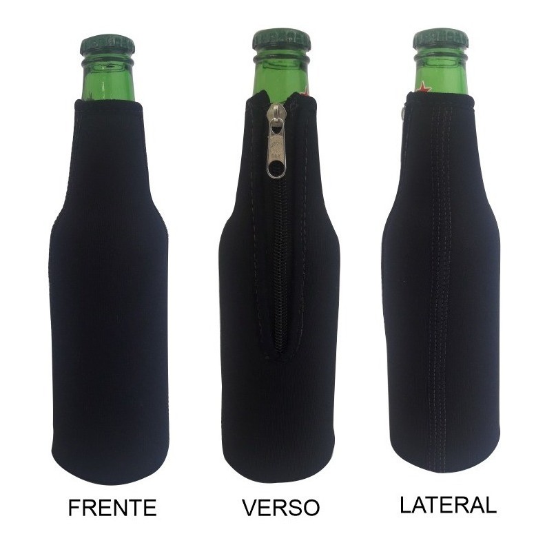 Kit 10 Porta Long Neck Com Zíper Em Neoprene Preto | Shopee Brasil
