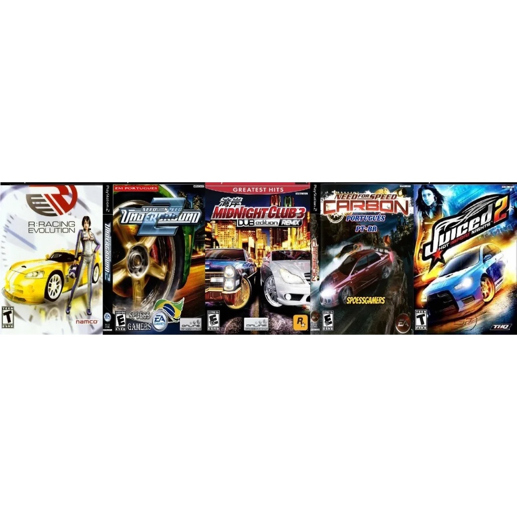 5 Jogos Ps2 R Racing Nfsu 2 Midnight Club 3 Nfs Carbon Juiced 2 ...