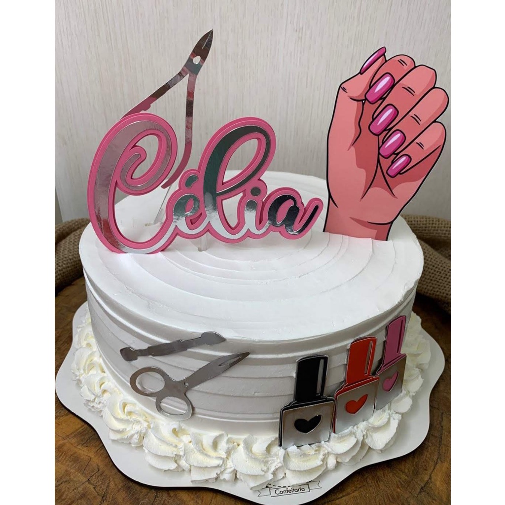 TOPO DE BOLO MANICURE TOPPER PERSONALIZADO MANICURE | Shopee Brasil