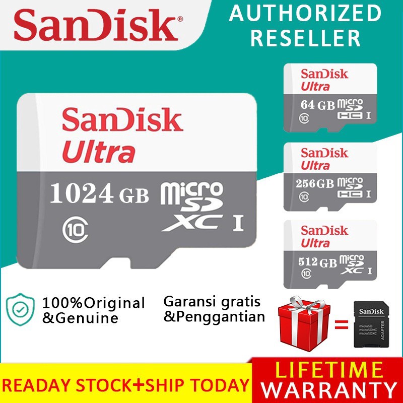 Carrinho O Micro Sd Sandisk 100% Original 1024 Gb / 512 Gb / 256 Gb / 64 Gb Carrinho O De Mem ...