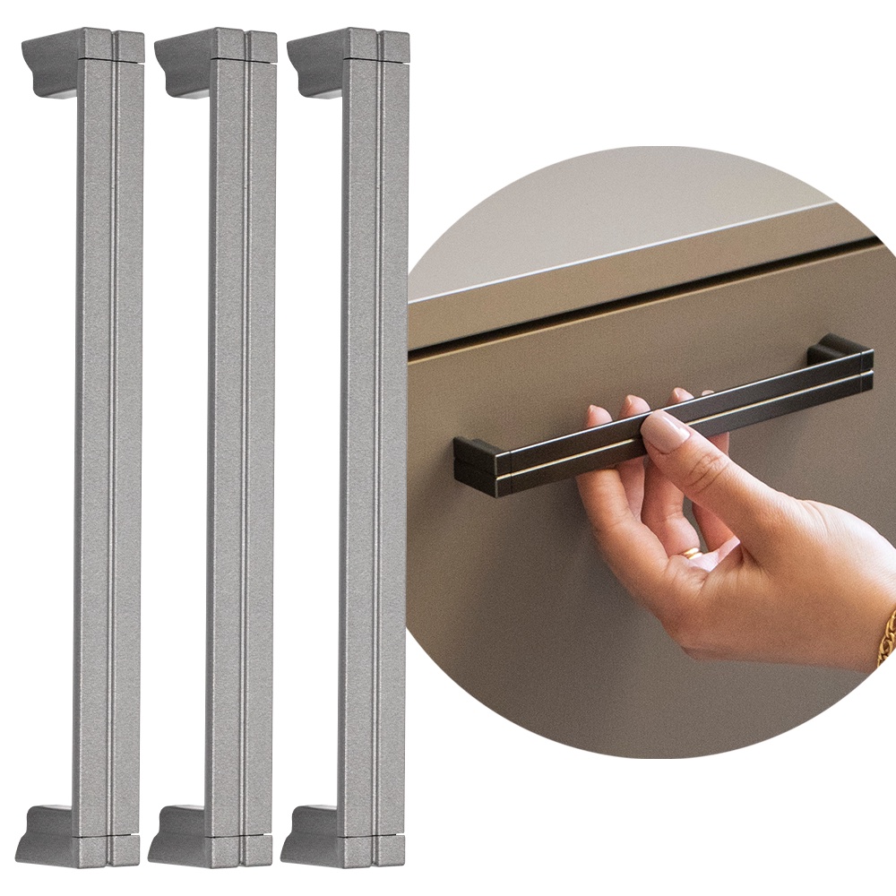 Kit 3 Puxadores Moveis Para Porta Armario Gaveta Flash 160mm | Shopee ...