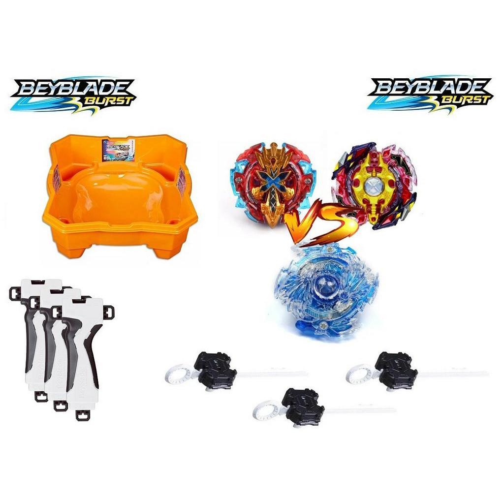 Kit 3 Beyblades Extreme Gyro + 3 Lançadores Grip + Arena Beyblade ...