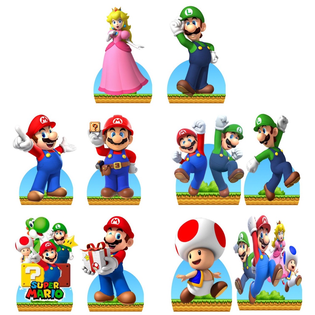 Super Mario - 10 Displays de Festa 20cm Totens | Shopee Brasil