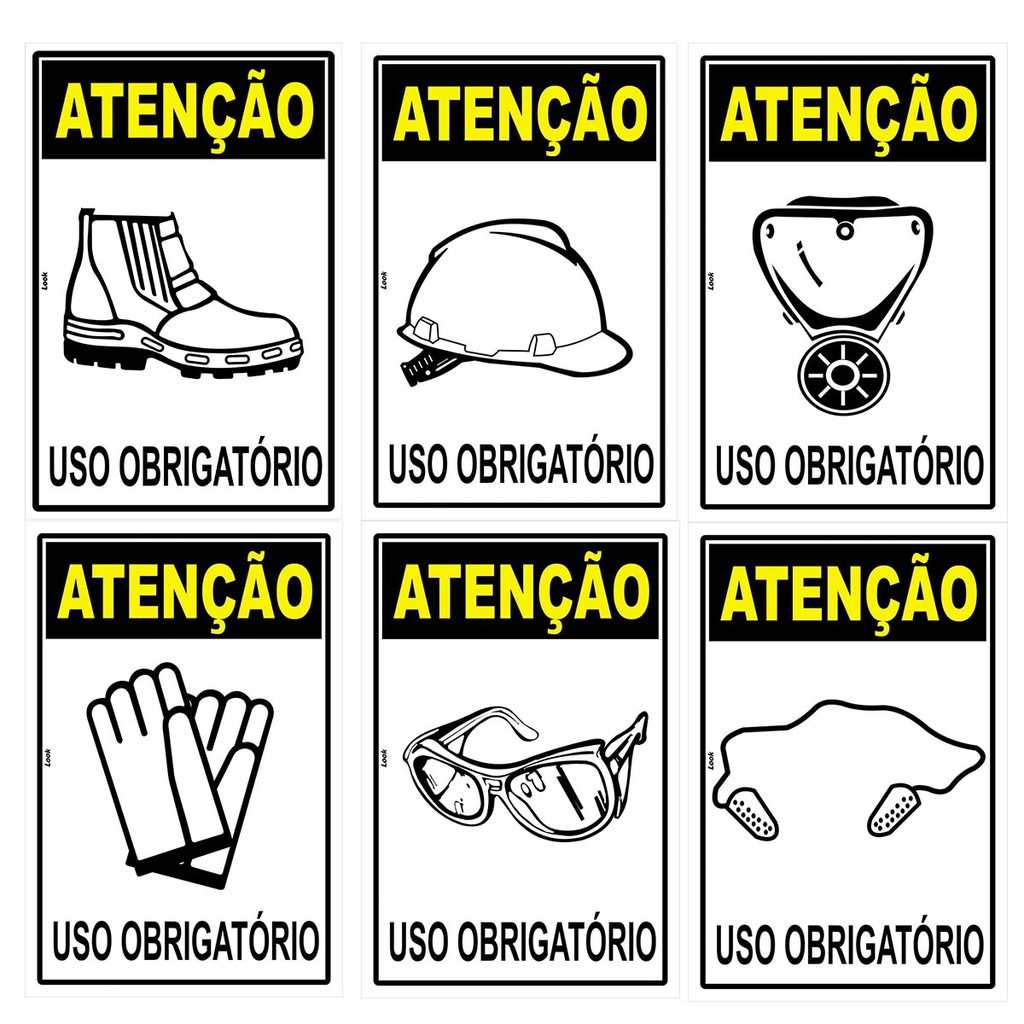 Placa Sinalização Aviso Uso de EPI EPIS Equipamento de Proteção ...