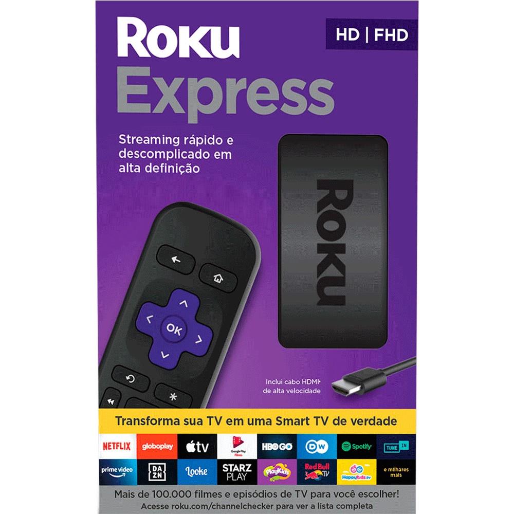 Roku Express Full HD Streaming Player Controle Remoto Hdmi | Shopee Brasil