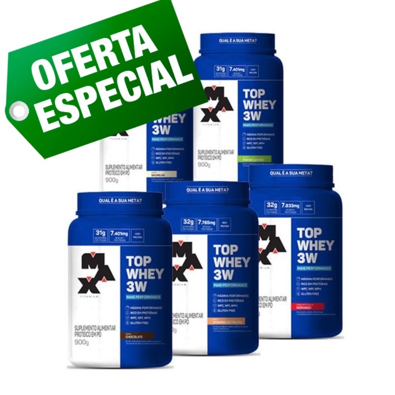 Top Whey Protein 3W Max Titanium mais Performance 900G Pote | Shopee Brasil