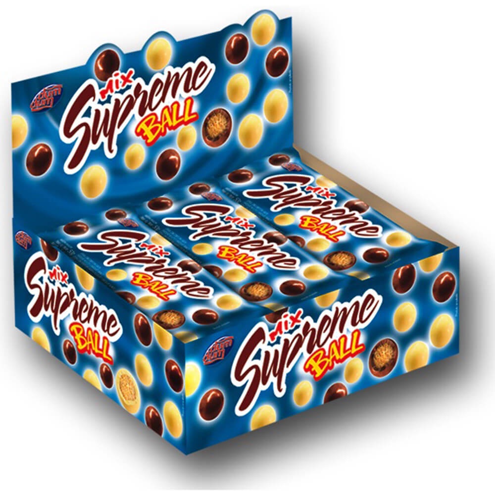 Dum Dum Supreme Ball Mix Chocolate Branco E Ao Leite 630g Com 15 ...