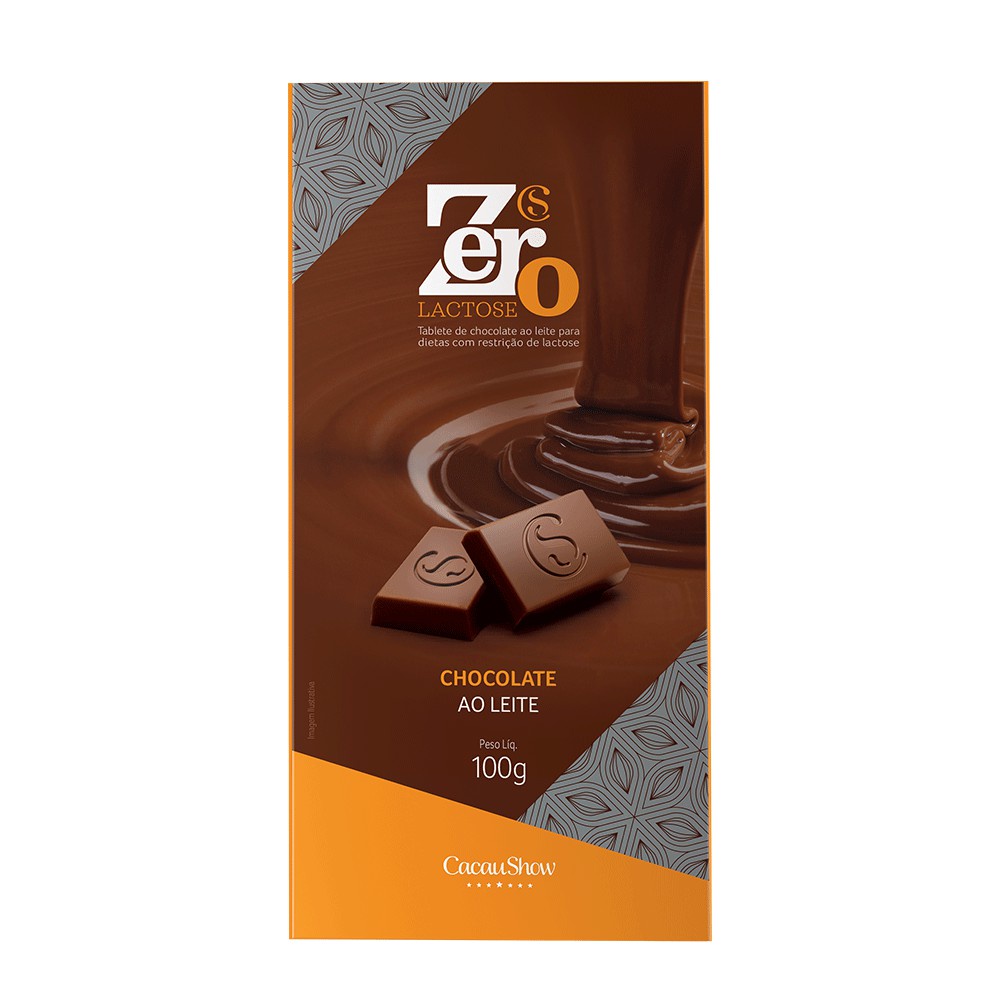 Barra De Chocolate Ao Leite Cacau Show Zero Lactose 100g. | Shopee Brasil