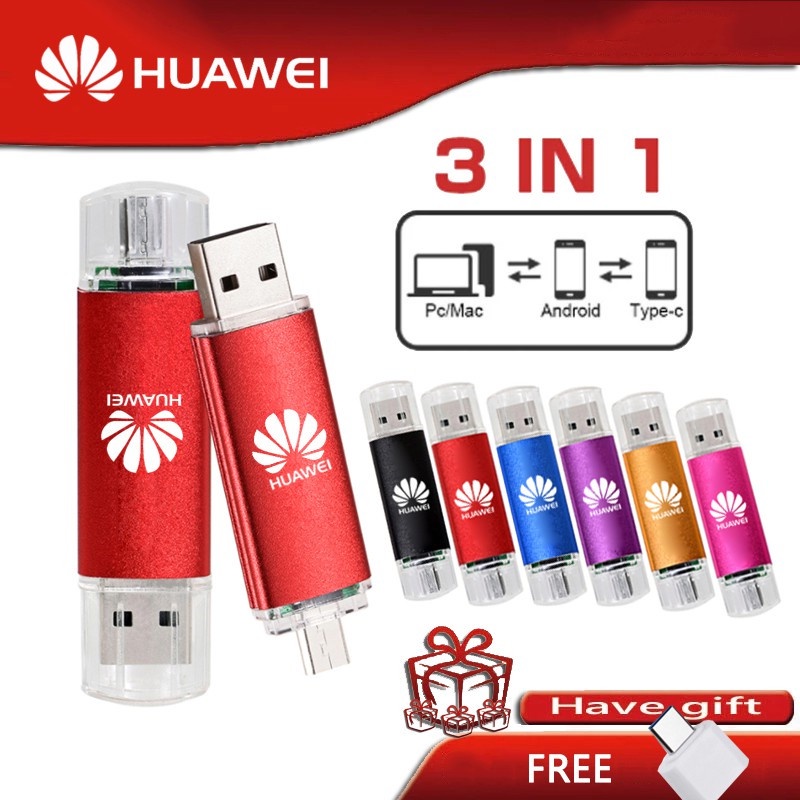 Huawei Otg Usb Flash Drive 256gb 512gb 1tb 2tb 3-in-1 Pen 128gb Cartão ...