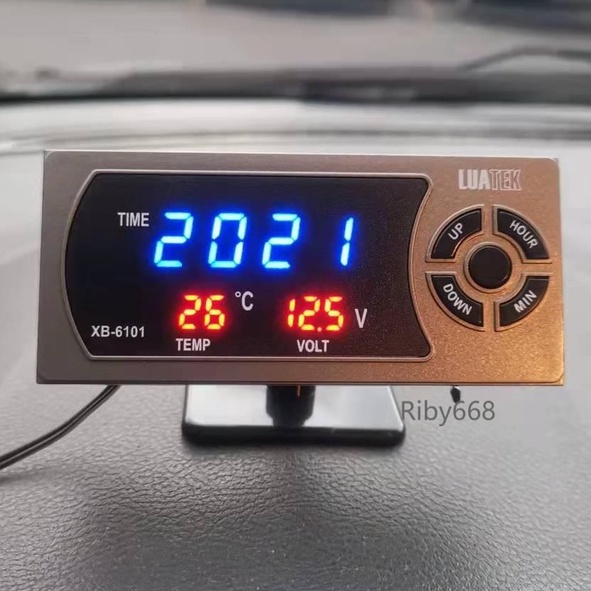 Relógio Termômetro Carro Automotivo LCD Digital Voltímetro Relogio XB ...