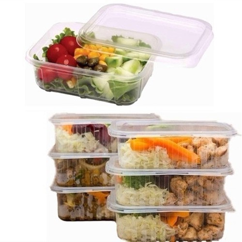 24 Un Pote Descartável Retangular Tampa 250 ml Freezer Microondas Bolo Salada Marmita Comida ...