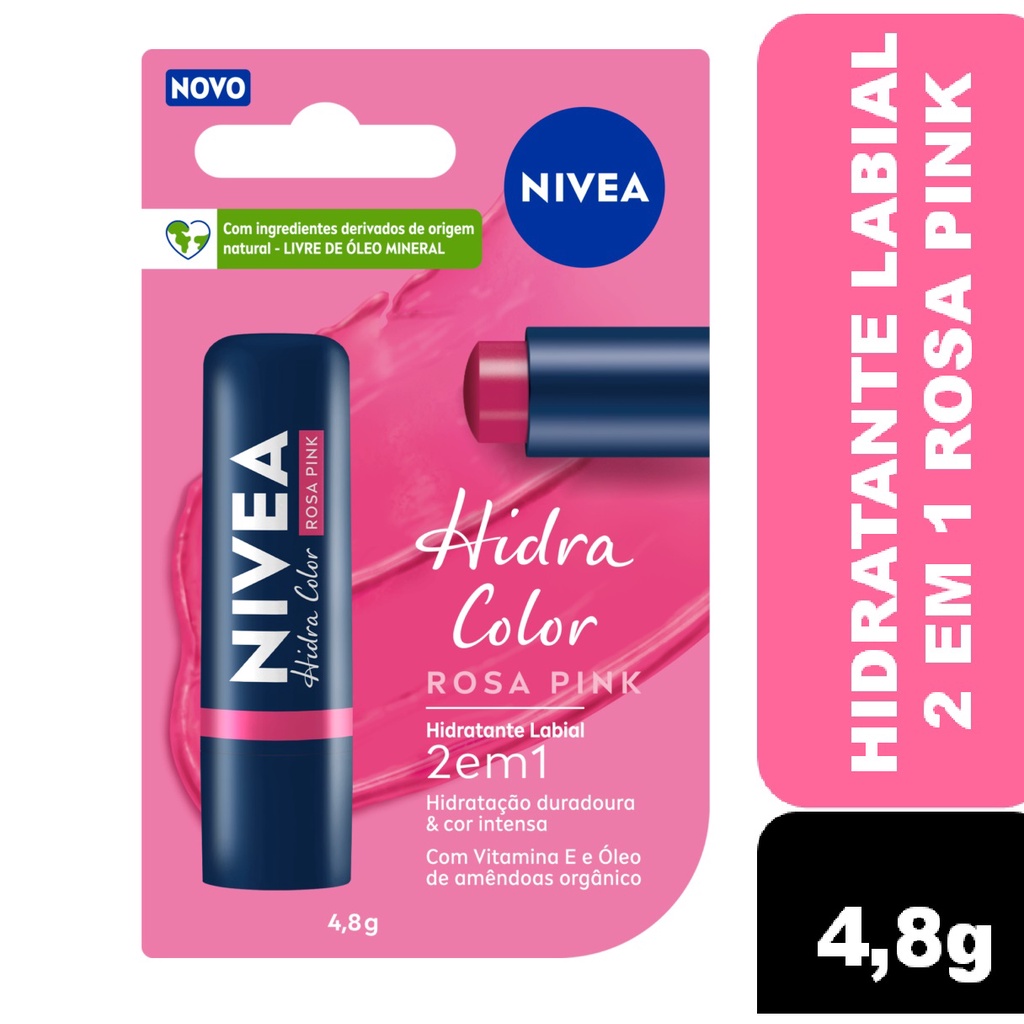 Protetor Labial 2 em 1 Nivea Hidra Color Rosa Pink 4,8g | Shopee Brasil