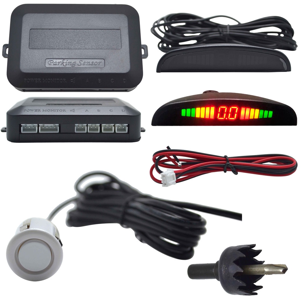 Sensor De Ré Estacionamento 4 Pontos Universal Carro Cor Branco ...