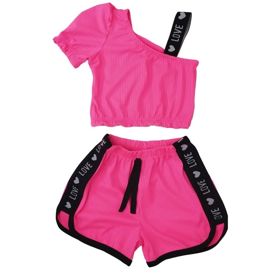 Blogueirinha Conjunto Love Moda Infantil De Menina | Shopee Brasil
